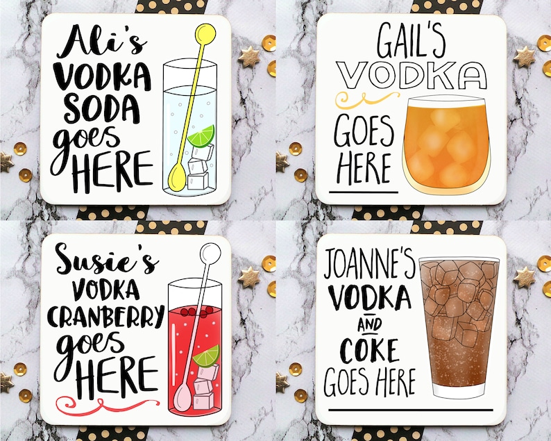 Vodka Coaster, Tall Glass Vodka Illustration Mats - Etsy UK