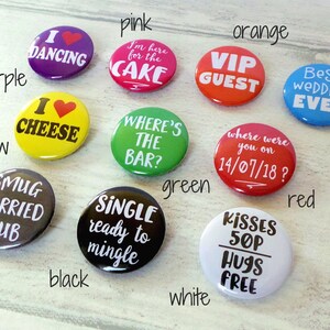 Funny Wedding Favour Badges, Funny Wedding Table, 25mm Wedding Badges ...