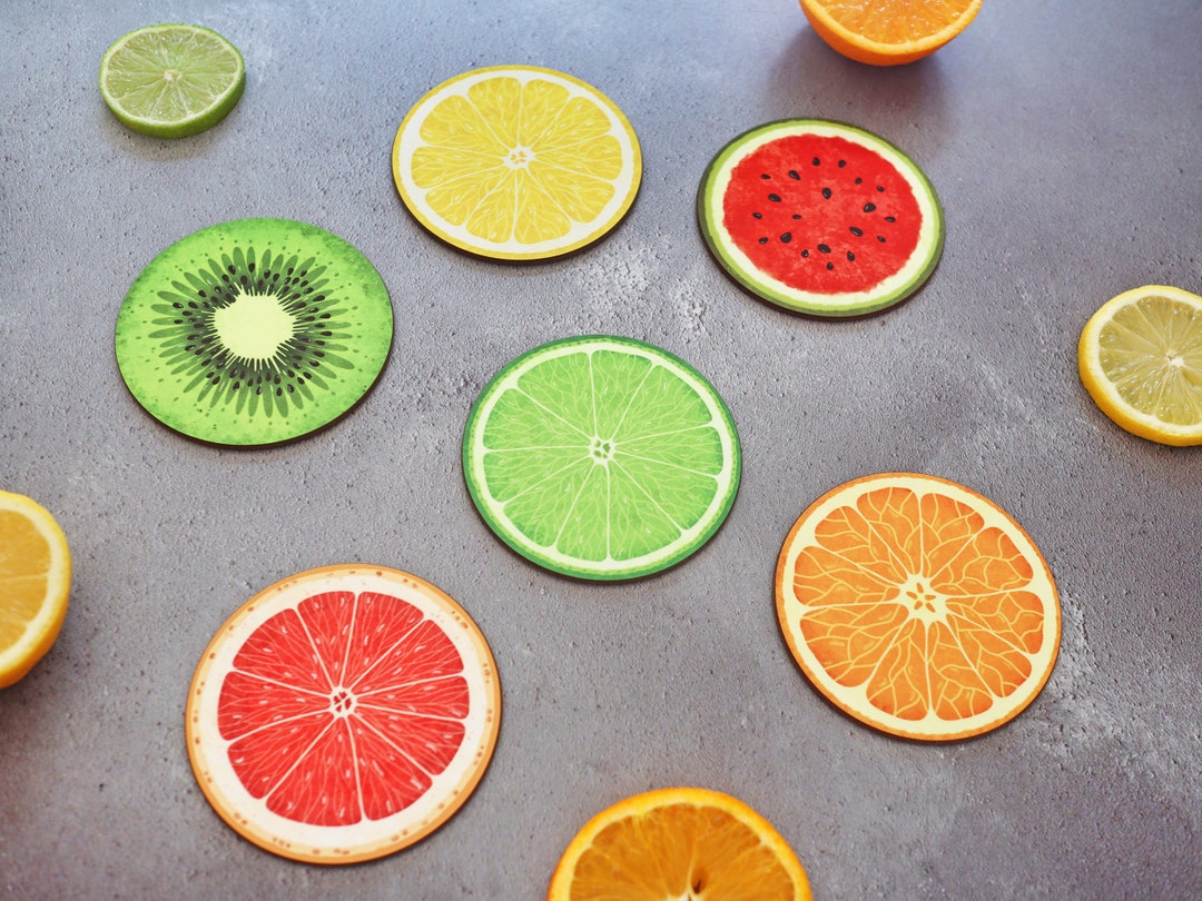 Fruit Slice Coasters, Orange Slice, Lemon Slice, Lime Slice, Watermelon ...