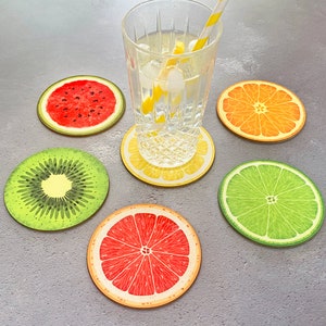 Fruit Slice Coasters, Orange Slice, Lemon Slice, Lime Slice, Watermelon ...