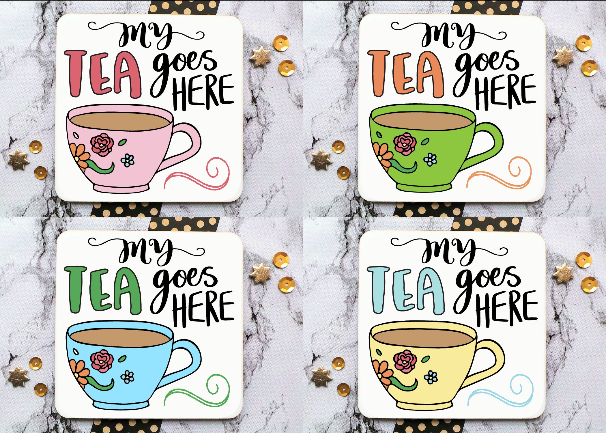 Personalised Tea Coaster Cup of Tea Drink Mat Mug of Tea - Etsy