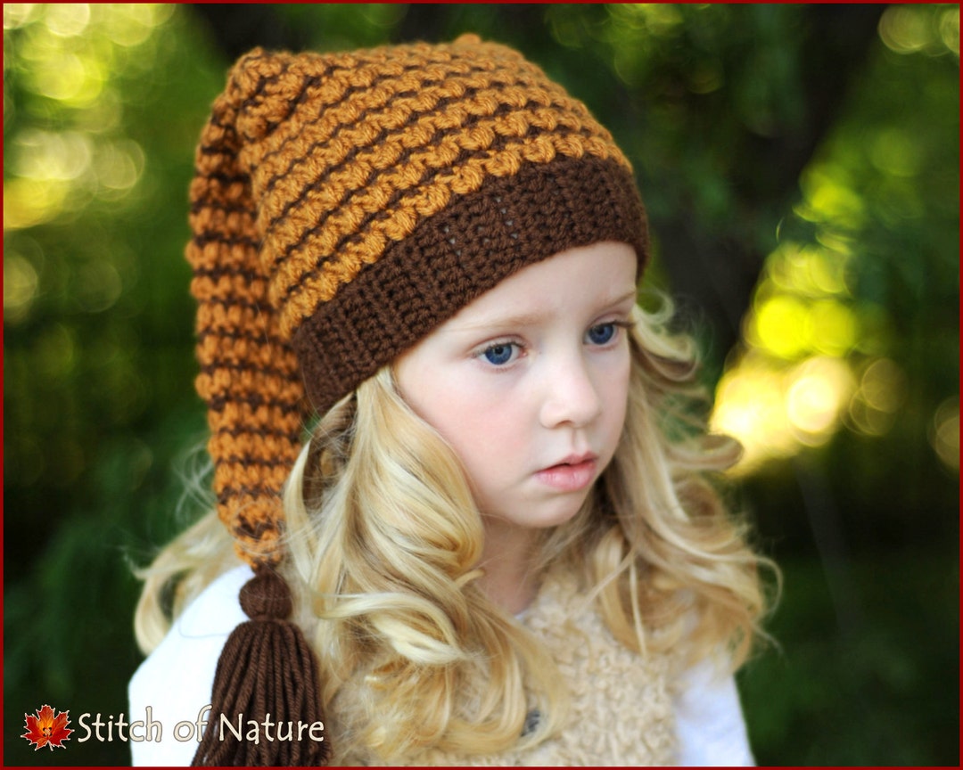 Crochet PATTERN - the Wisteria Stocking Hat Pattern, Long Tailed Pixie ...