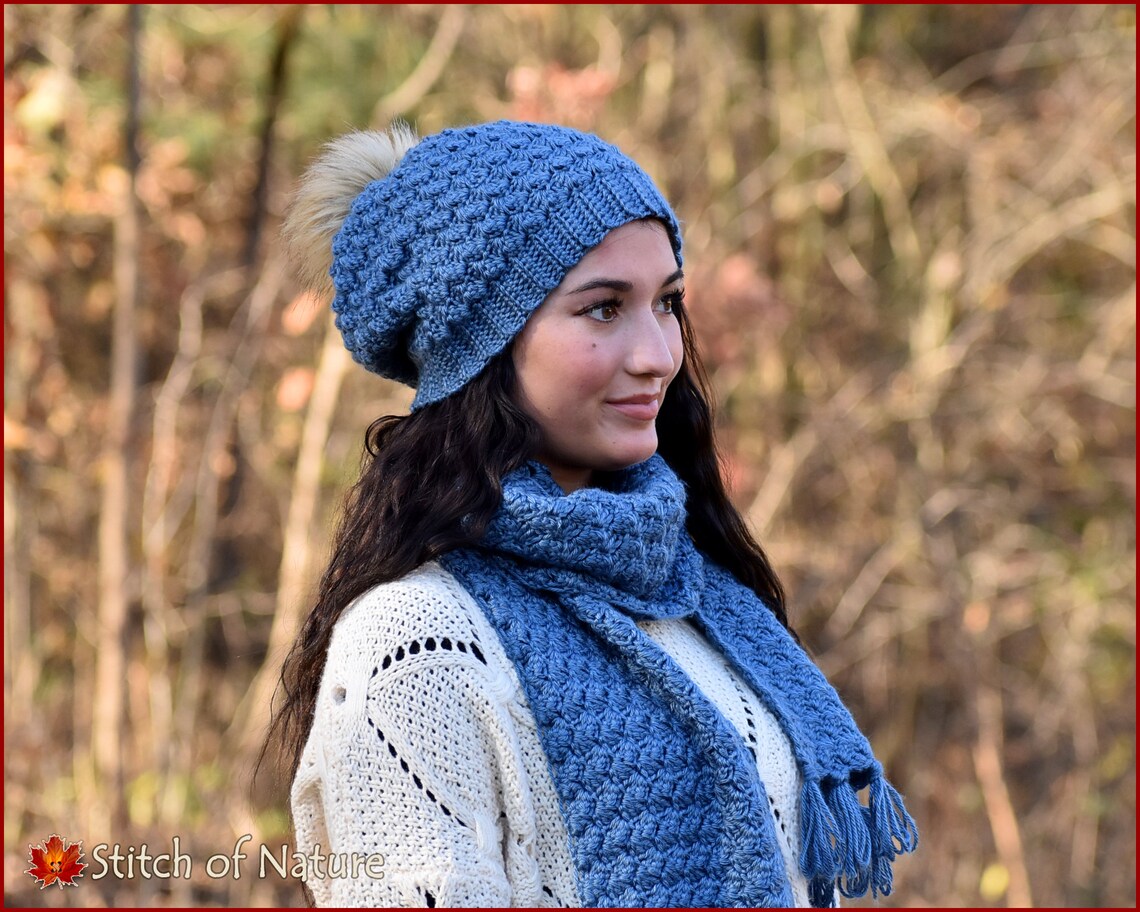 Crochet PATTERN The Astoria Slouchy Hat and Scarf/Shawl Set | Etsy