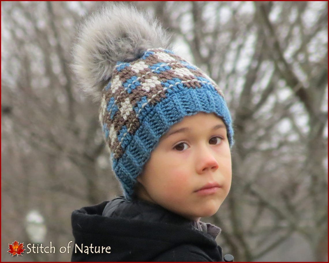 Crochet PATTERN the Cameron Plaid Beanie Pattern Plaid Hat - Etsy