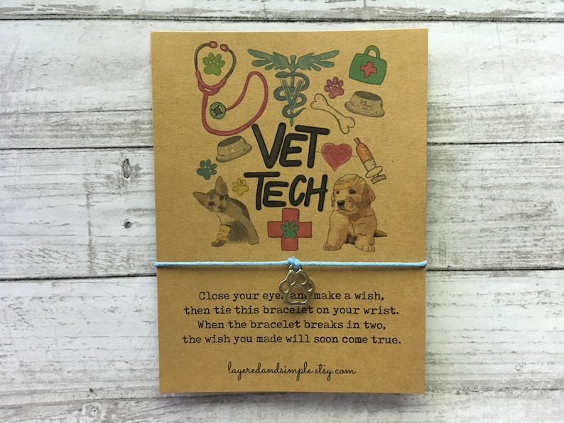 Vet Tech Wish Bracelet, Paw Charm, Veterinarian Gift - Etsy