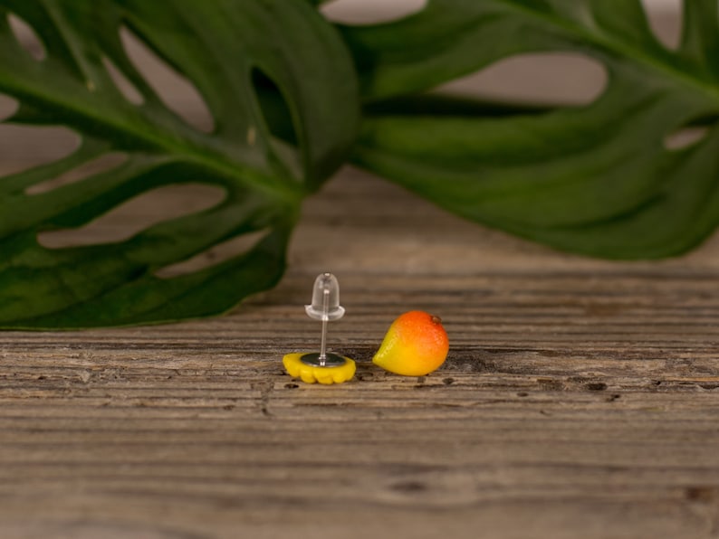 Mango Stud Earrings: Polymer Clay, Titanium Posts, Tropical Jewelry - Etsy