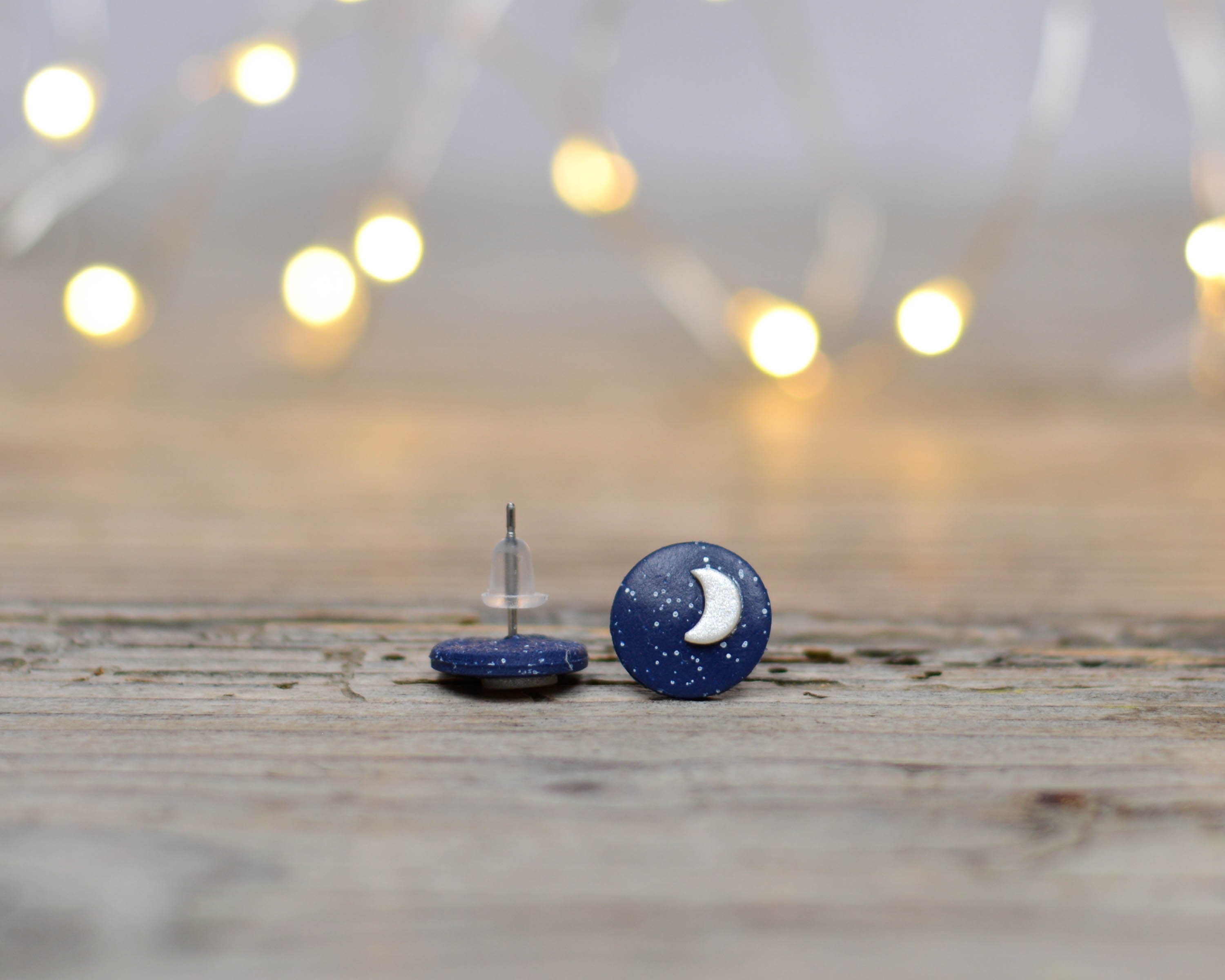 Crescent Moon Stud Earrings Minimalist Clay Post earrings | Etsy