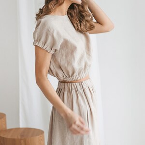 Linen Suit ISABELLA. Linen Cloth Set. Crop Top and Skirt With Slit ...