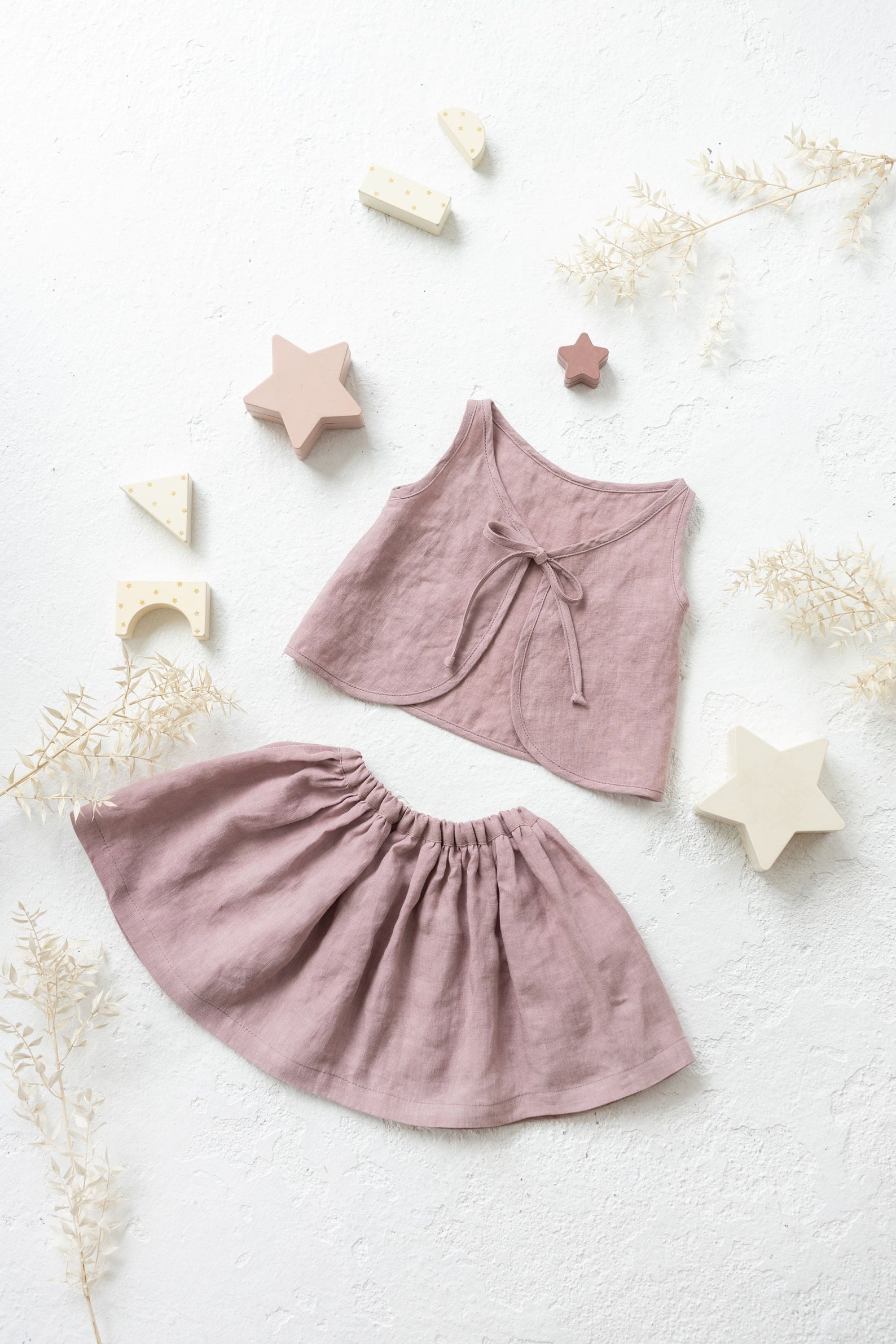 Girls Linen Top With the Straps on the Back. Linen Top With Ties ...