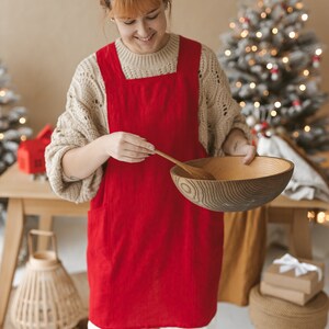 Full Crossed Back Original Linen Japan Apron / Cooking Chef Kitchen ...