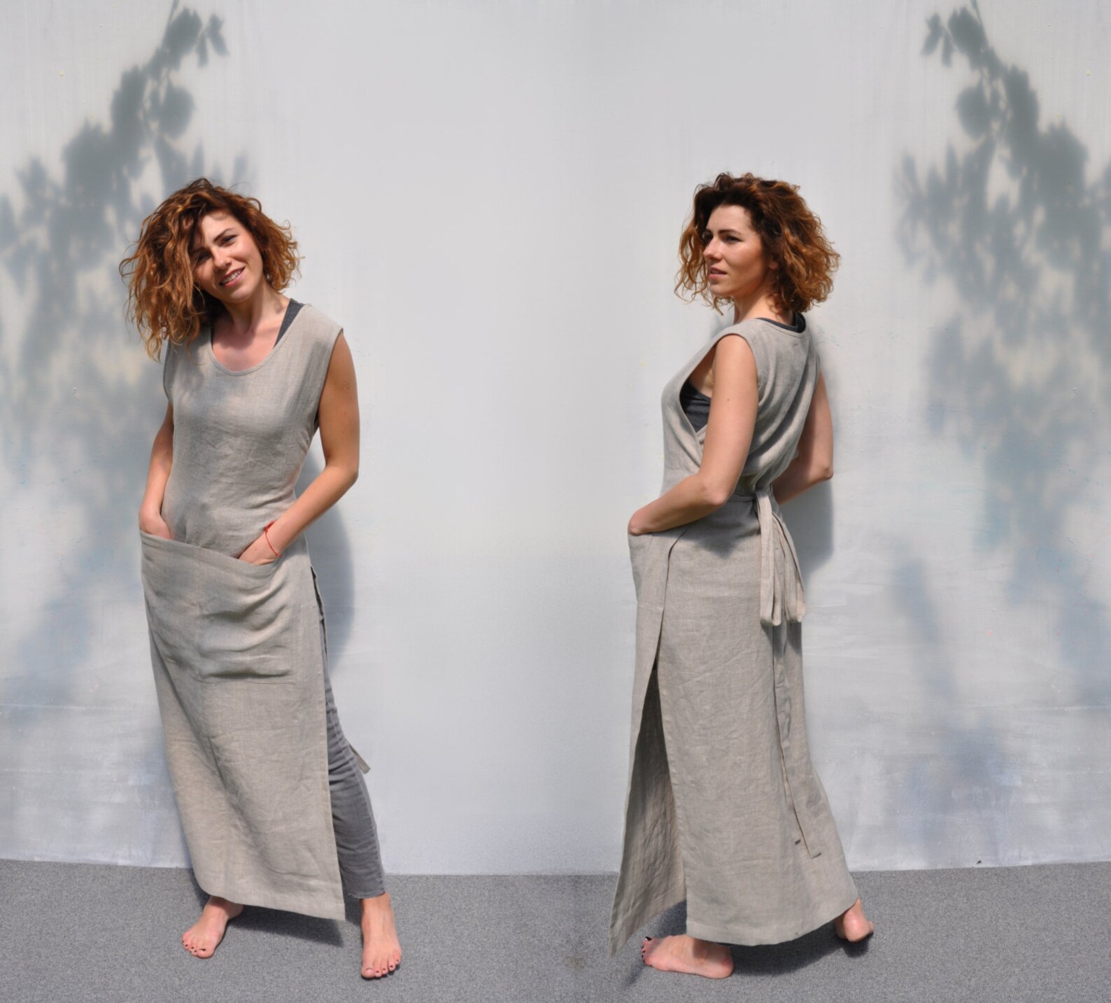 Linen Apron. Long Apron. Smock Apron. Linen Apron Dress. Full - Etsy