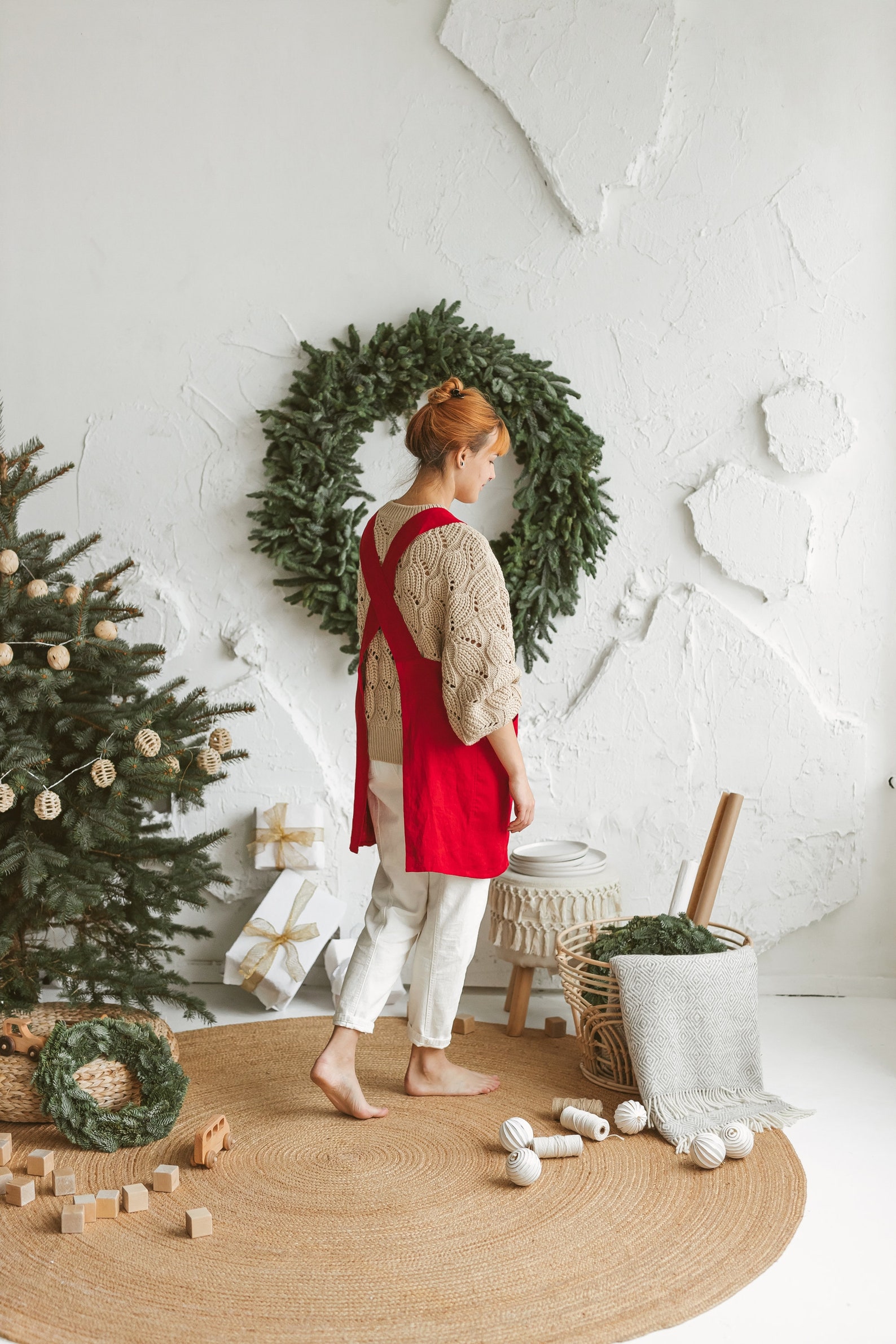 Full Crossed Back Original Linen Japan Apron / Cooking Chef Kitchen ...