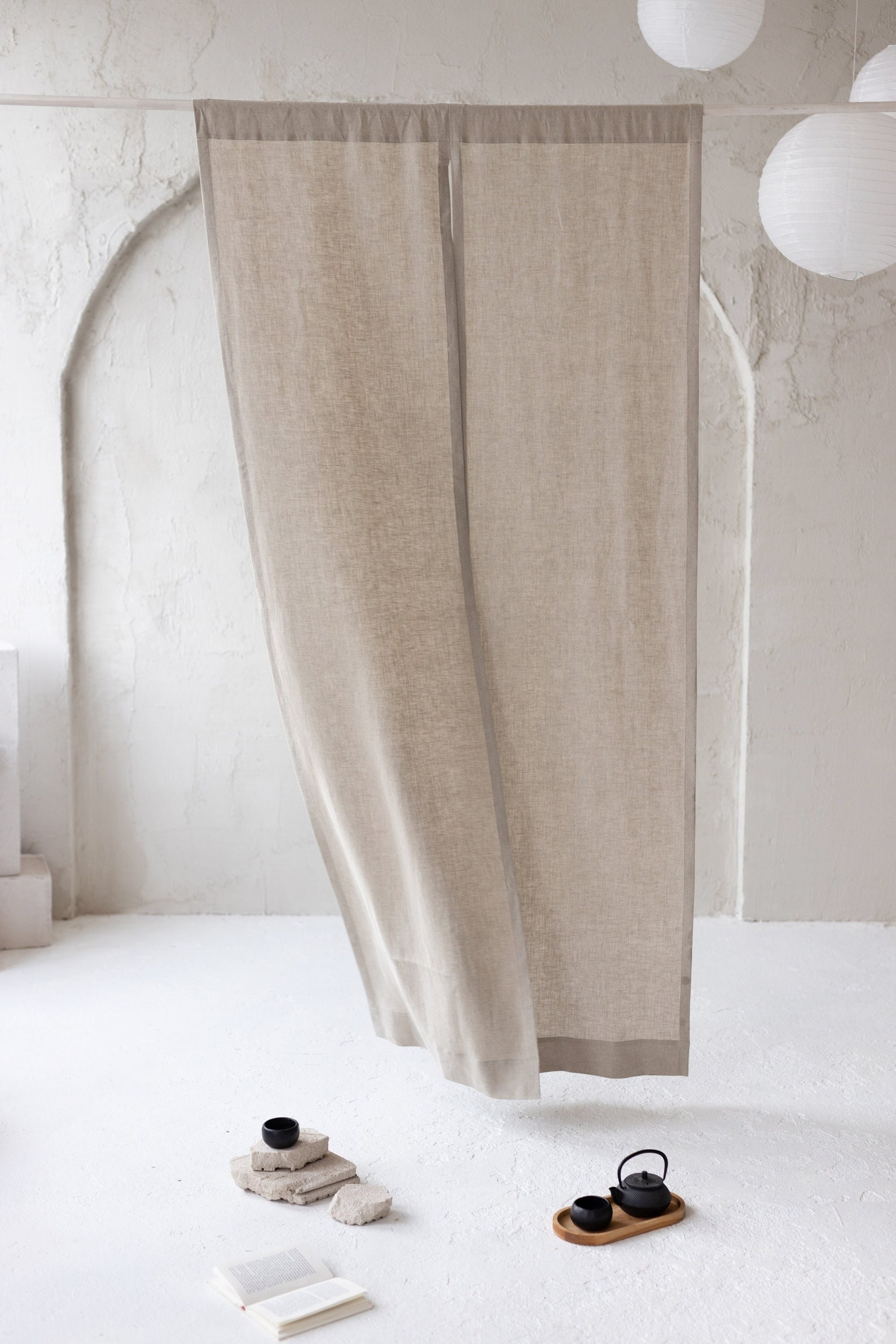 Linen Noren in Natural Color. Japanese Door Curtain. Noren Drapes. Rod ...