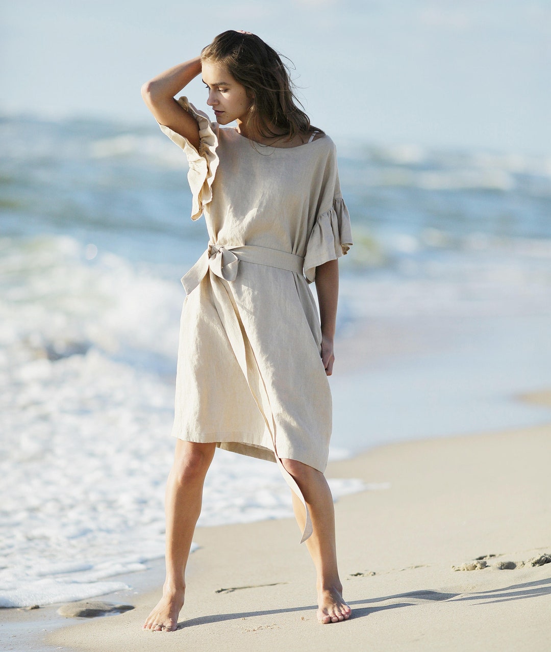 Linen Dress / Boat Neck Linen Summer Tunic / Organic Plus Size Modern ...