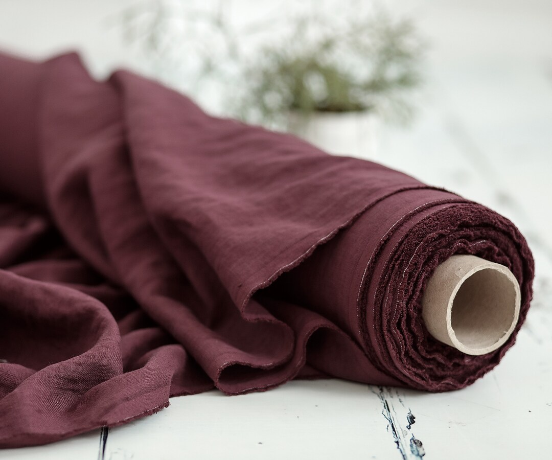 Linen Fabric. Plum Color Linen. Medium Weight Linen. Baltic Linen ...
