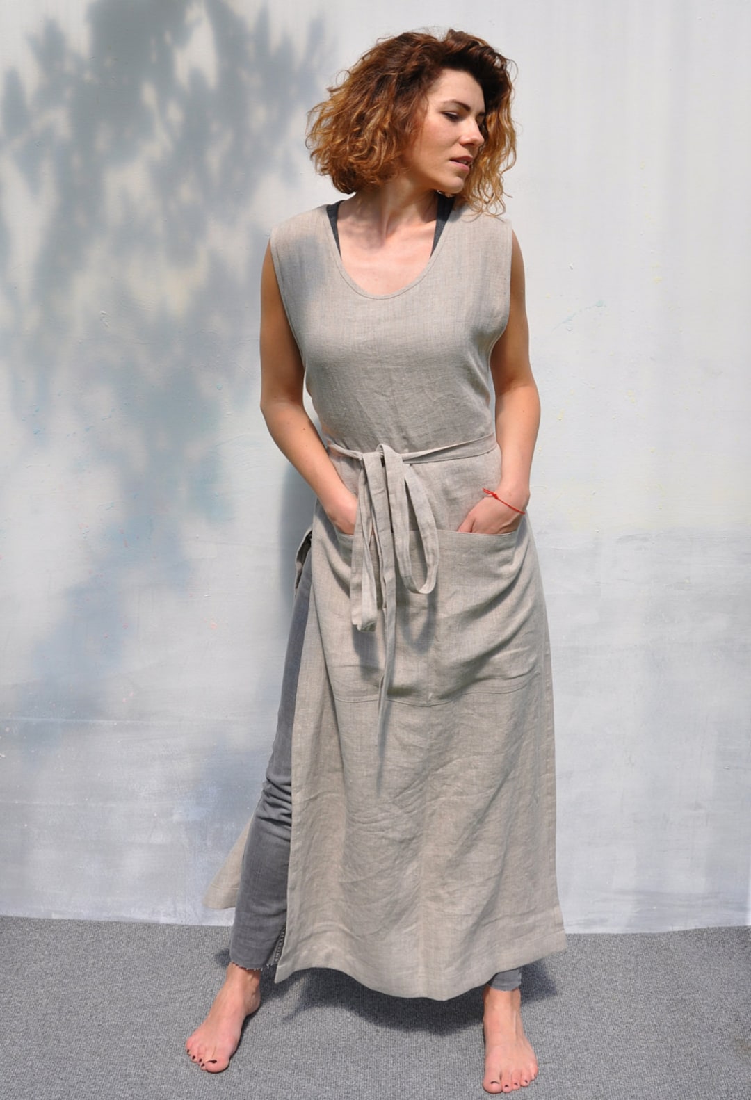 Linen Apron. Long Apron. Smock Apron. Linen Apron Dress. Full Apron ...