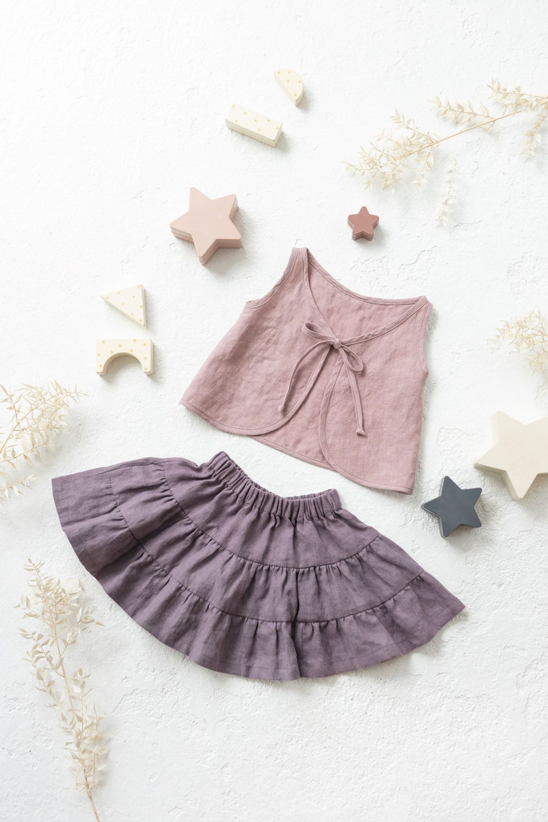 Girls Linen Top With the Straps on the Back. Linen Top With Ties ...
