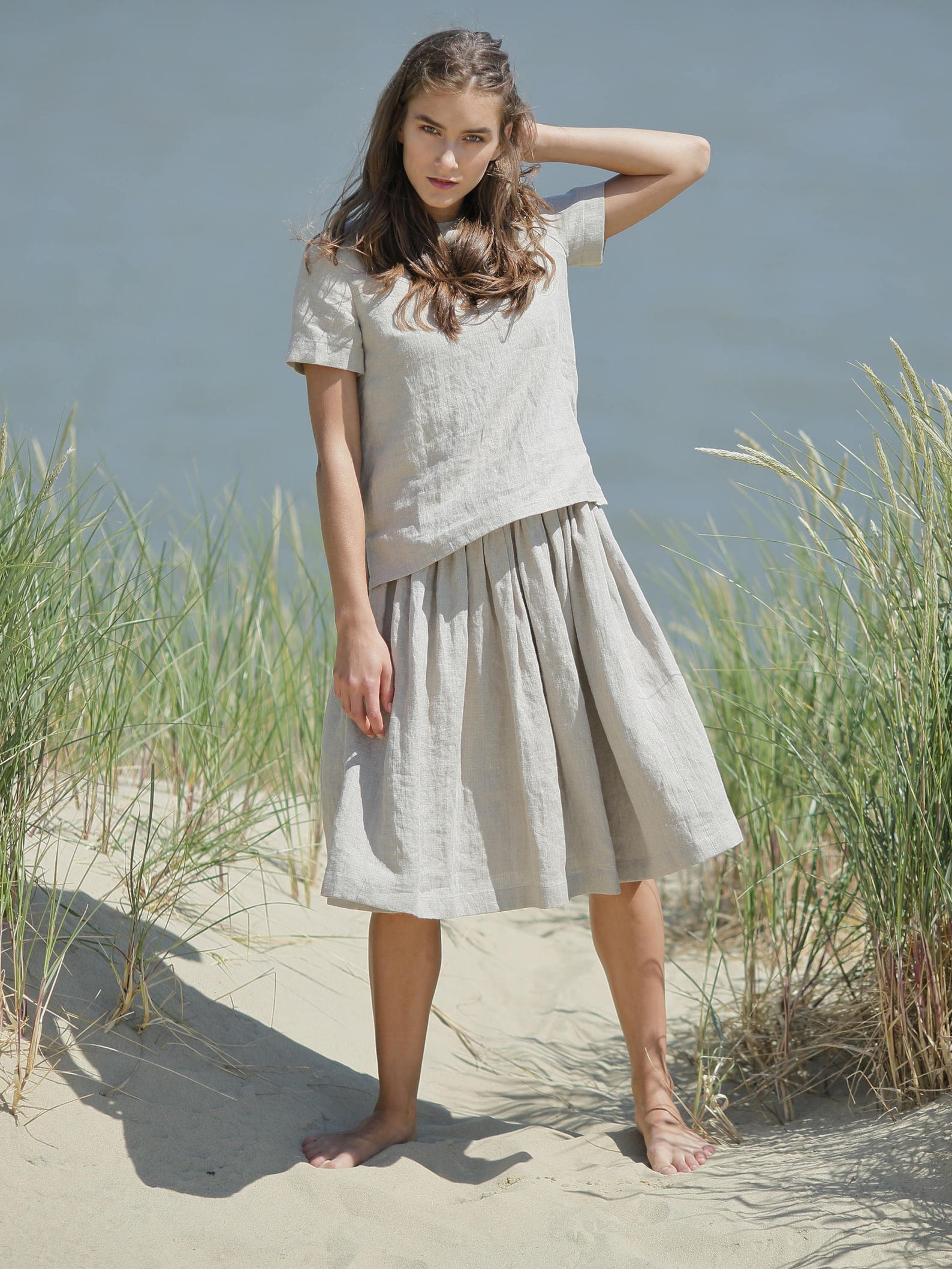 Linen Set. Tank Top and A Line Skirt. Linen Suite. Summer Blouse and ...