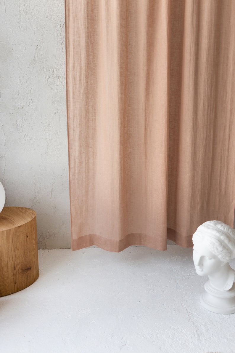 Sheer Linen Curtains. Dusty Peach Color. Rod Pocket Linen - Etsy