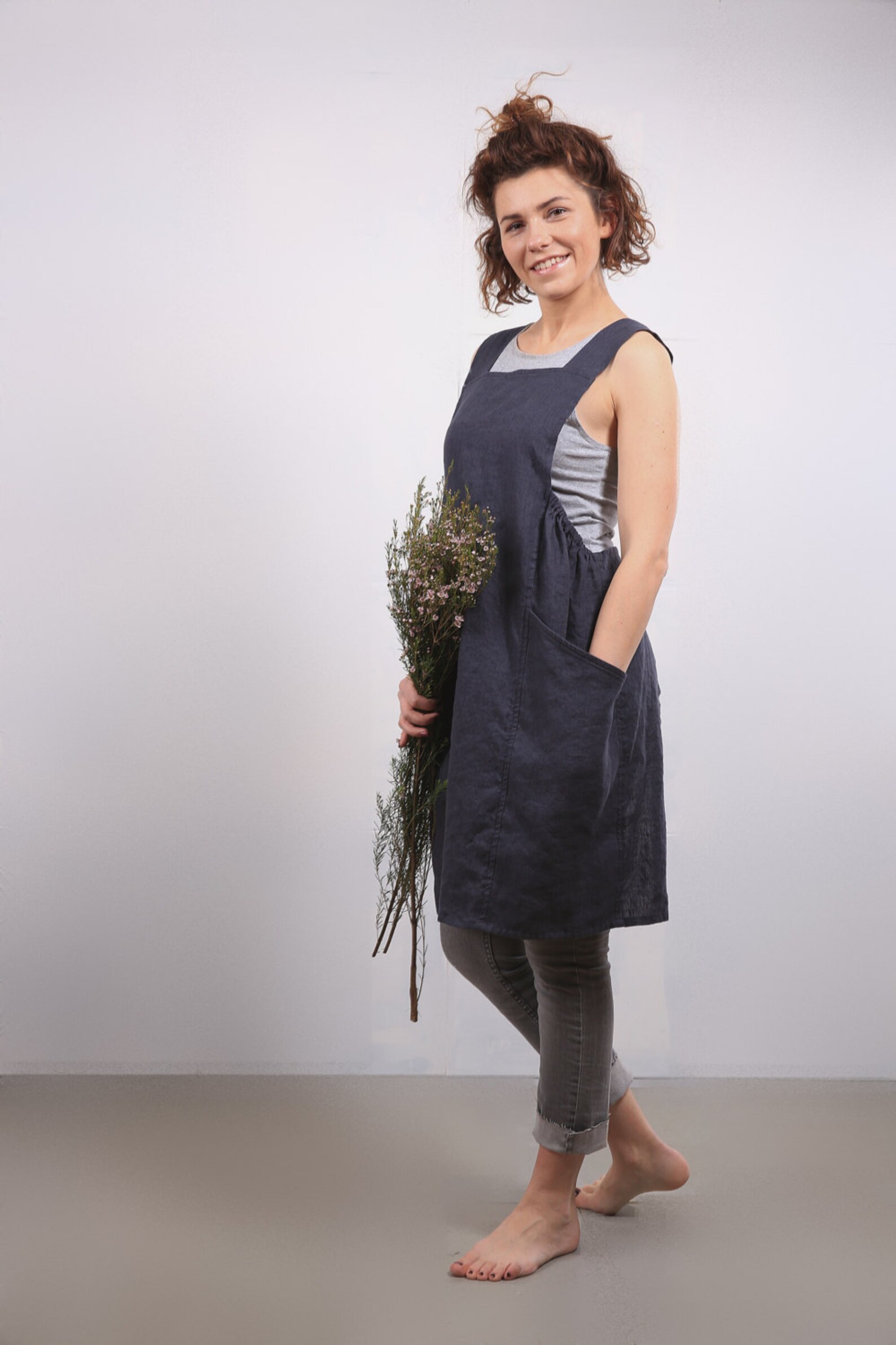 Full Crossed Back Original Linen Japan Apron / Cooking Chef | Etsy