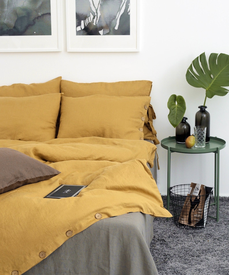 Linen Duvet Cover. Mustard Color Duvet. Linen Quilts. Linen Quilt Cover ...