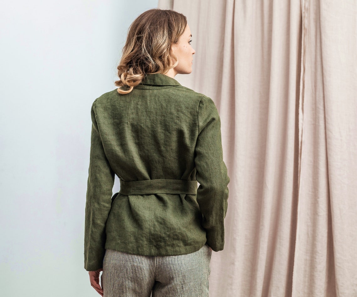 Heavy Weight Linen Jacket. Linen Jacket With Belt. Womans - Etsy