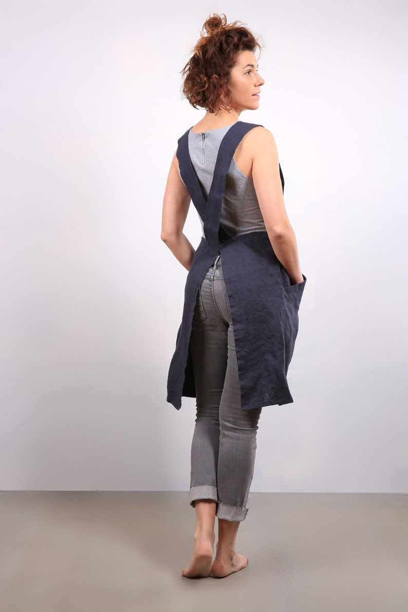 Full Crossed Back Original Linen Japan Apron / Cooking Chef | Etsy