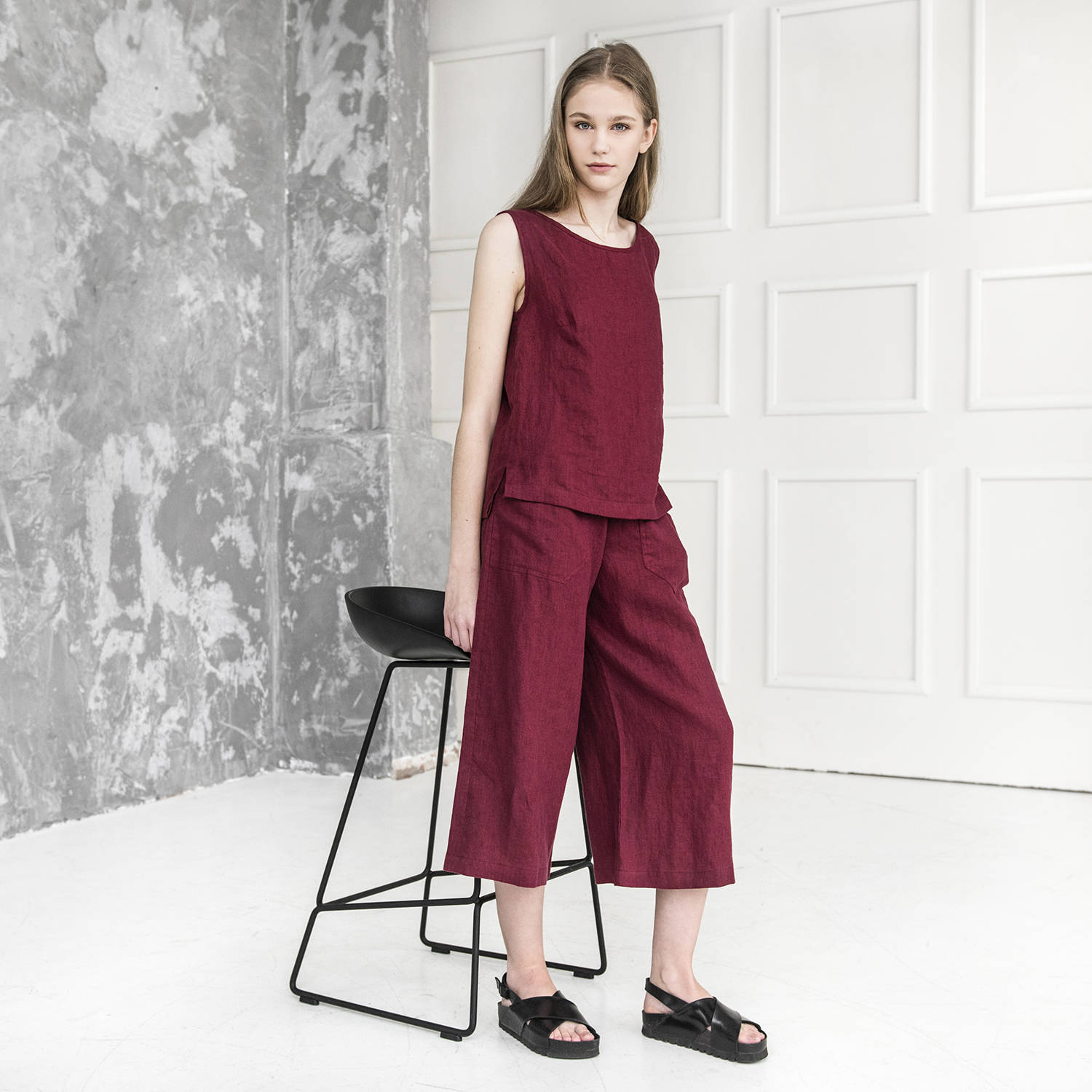 Linen set. Linen pants and tank top. Elegant suit. Women linen set ...