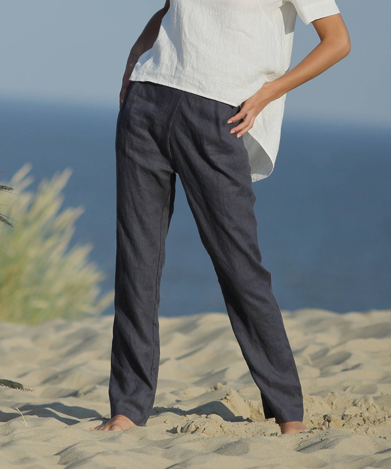 Linen pants / Comfortable eco friendly straight summer linen pants with ... Linen pants / Comfortable eco friendly straight summer linen pants with ...