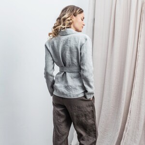 Linen Jacket. Womans Jacket With Long Sleeves. Wrap Linen Jacket. Linen ...