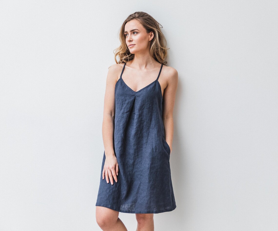 Linen Sundress. Strap Dress. Handmade Dress. Soft Linen Dress ...