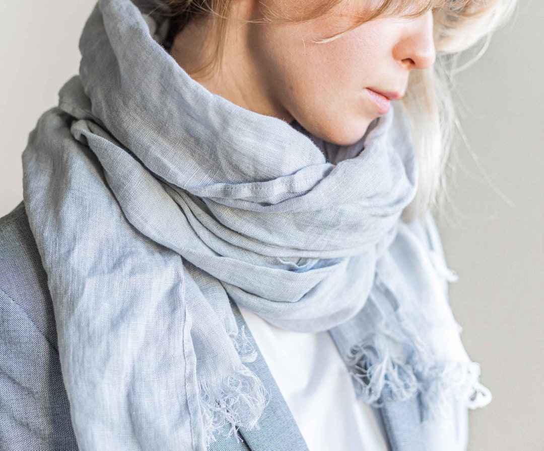Washed Light Weight Linen Scarf. Handmade Soft and Thin Linen Shawl ...