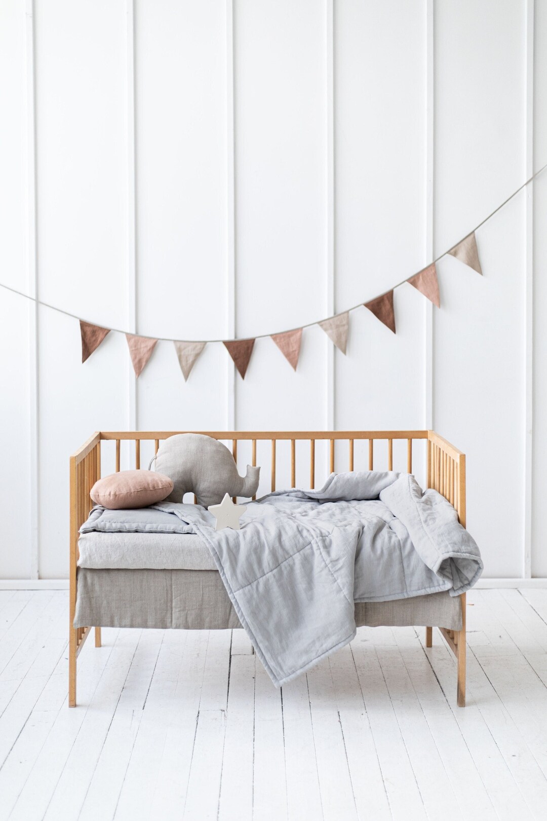 Linen Baby Quilt.quilted Linen Blanket for Baby Crib.linen Bedspread ...