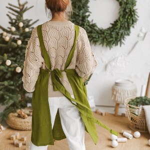 Handmade Linen Pinafore Apron Dress for Women. Smock Apron for Cooking ...