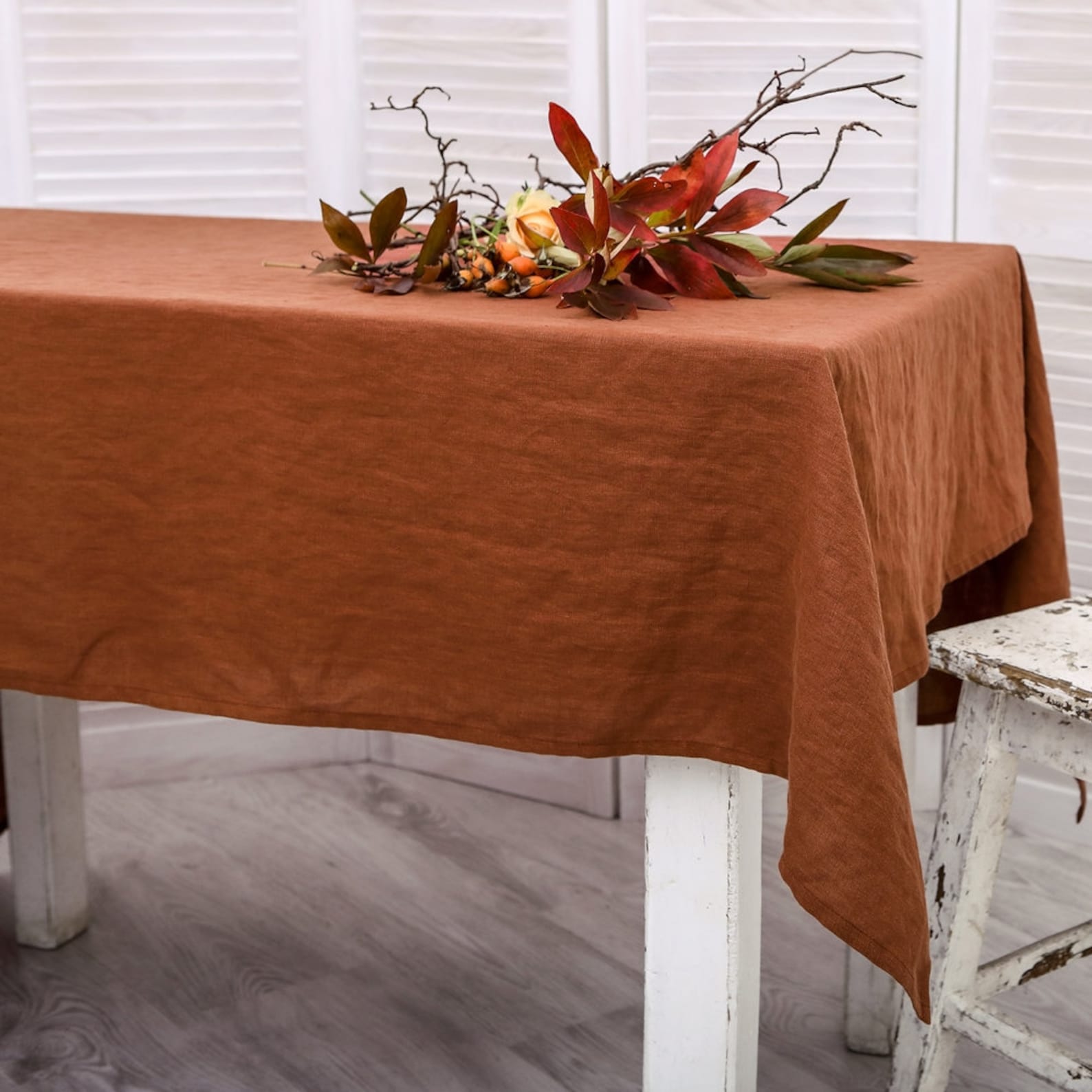 Linen Tablecloth and Napkins Set Gift for Her. Washed Linen Tablecloth ...