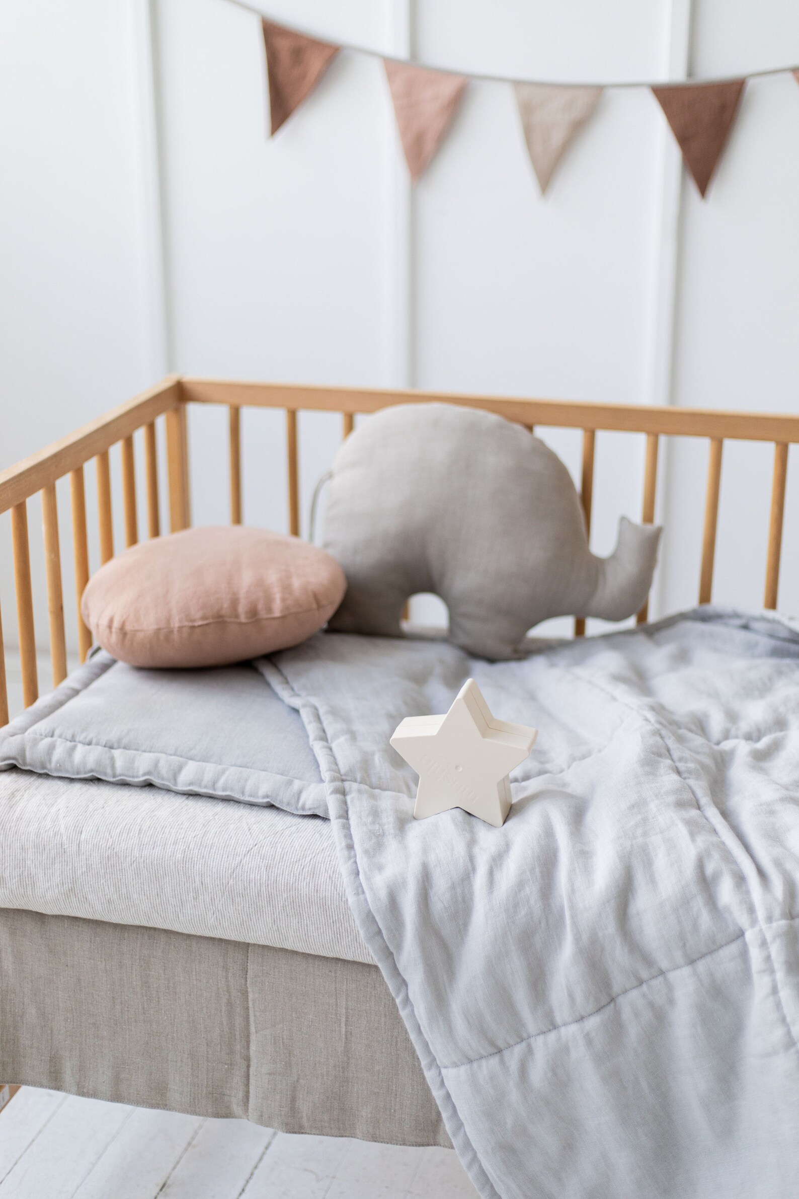 Linen Baby Quilt.quilted Linen Blanket for Baby Crib.linen Bedspread ...