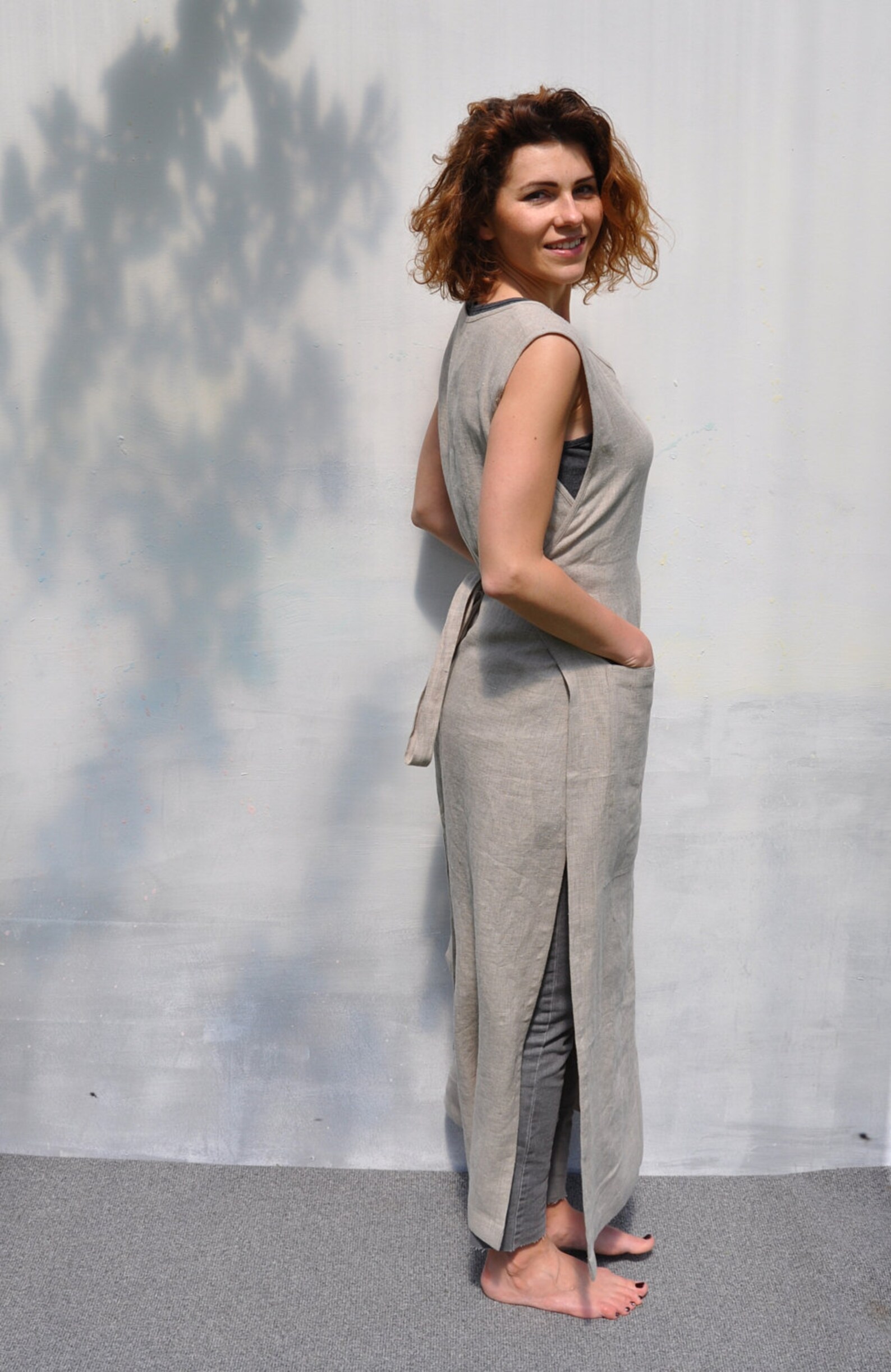 Linen Apron. Long Apron. Smock Apron. Linen Apron Dress. Full Apron ...