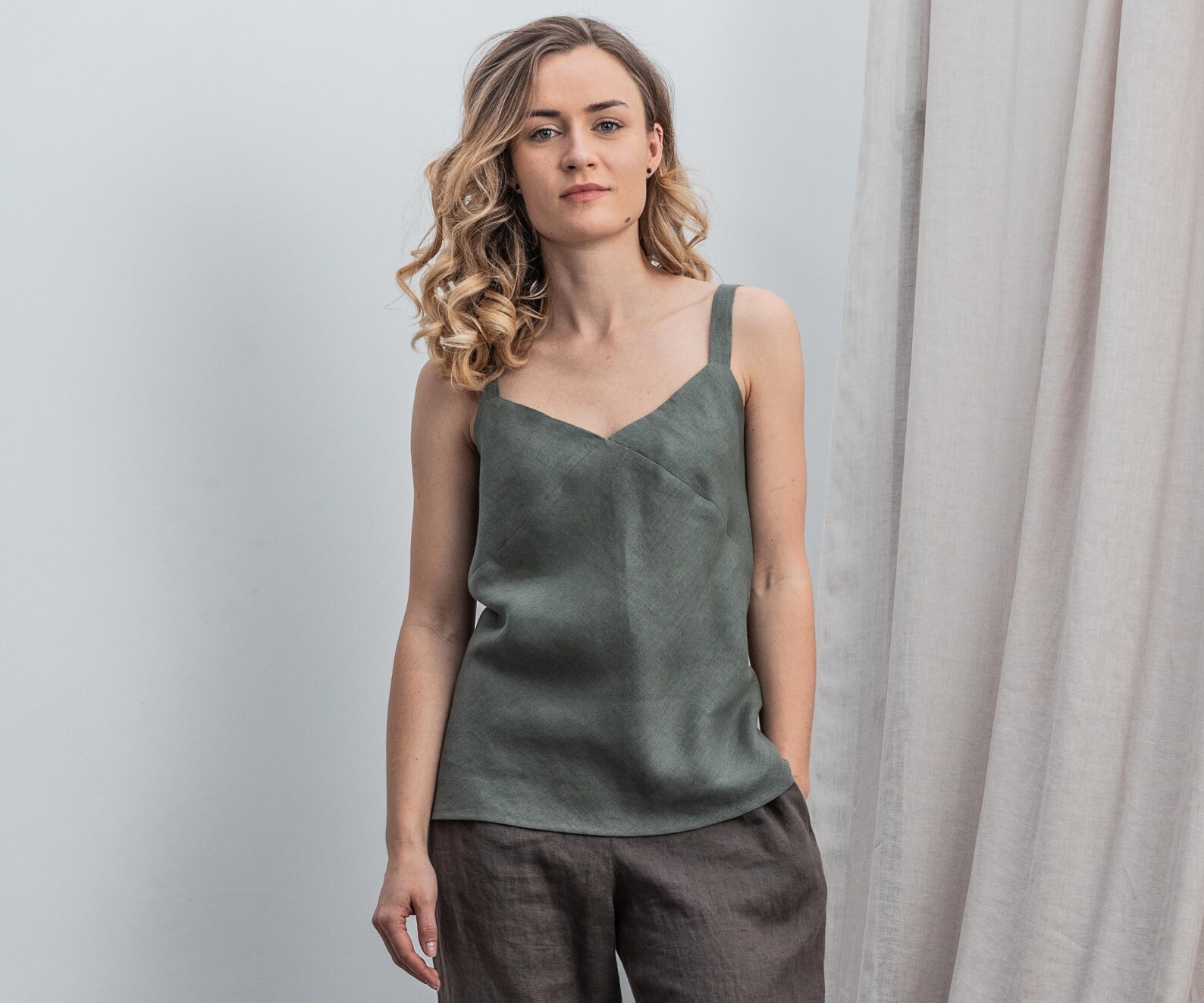 Linen Top With Straps MADISON. Linen Sleeveless Blouse. - Etsy