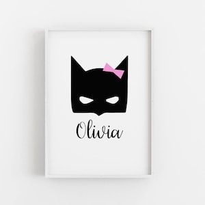 Custom Name Girl Superhero Printable, Superhero Wall Art Nursery, Birth ...