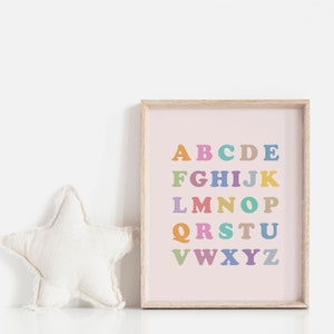 Girls Alphabet Printable ABC Poster Printable Wall Art Pink - Etsy
