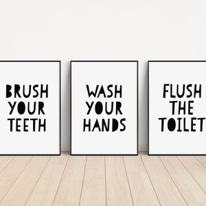 Kids Bathroom Decor, Bathroom Rules Sign, Wash Your Hands Flush the ...