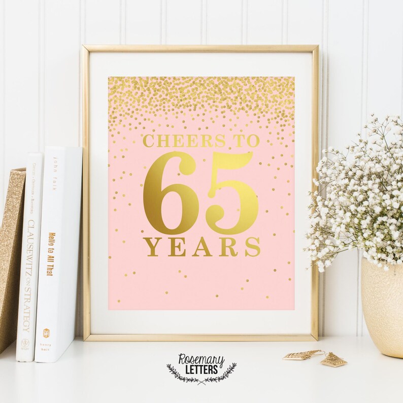 Cheers to 65 Years 65th Birthday Decor 65th Birthday Sign - Etsy