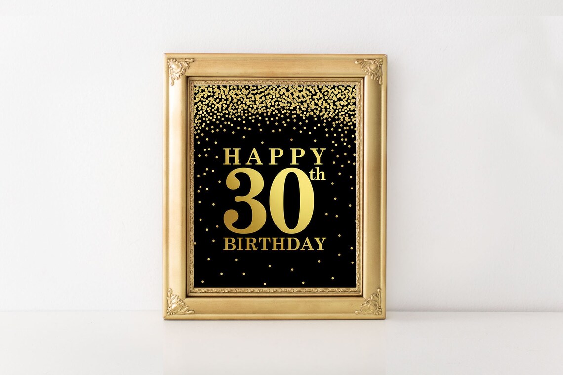 30th Birthday Sign Birthday for Him Birthday for Her Black | Etsy
