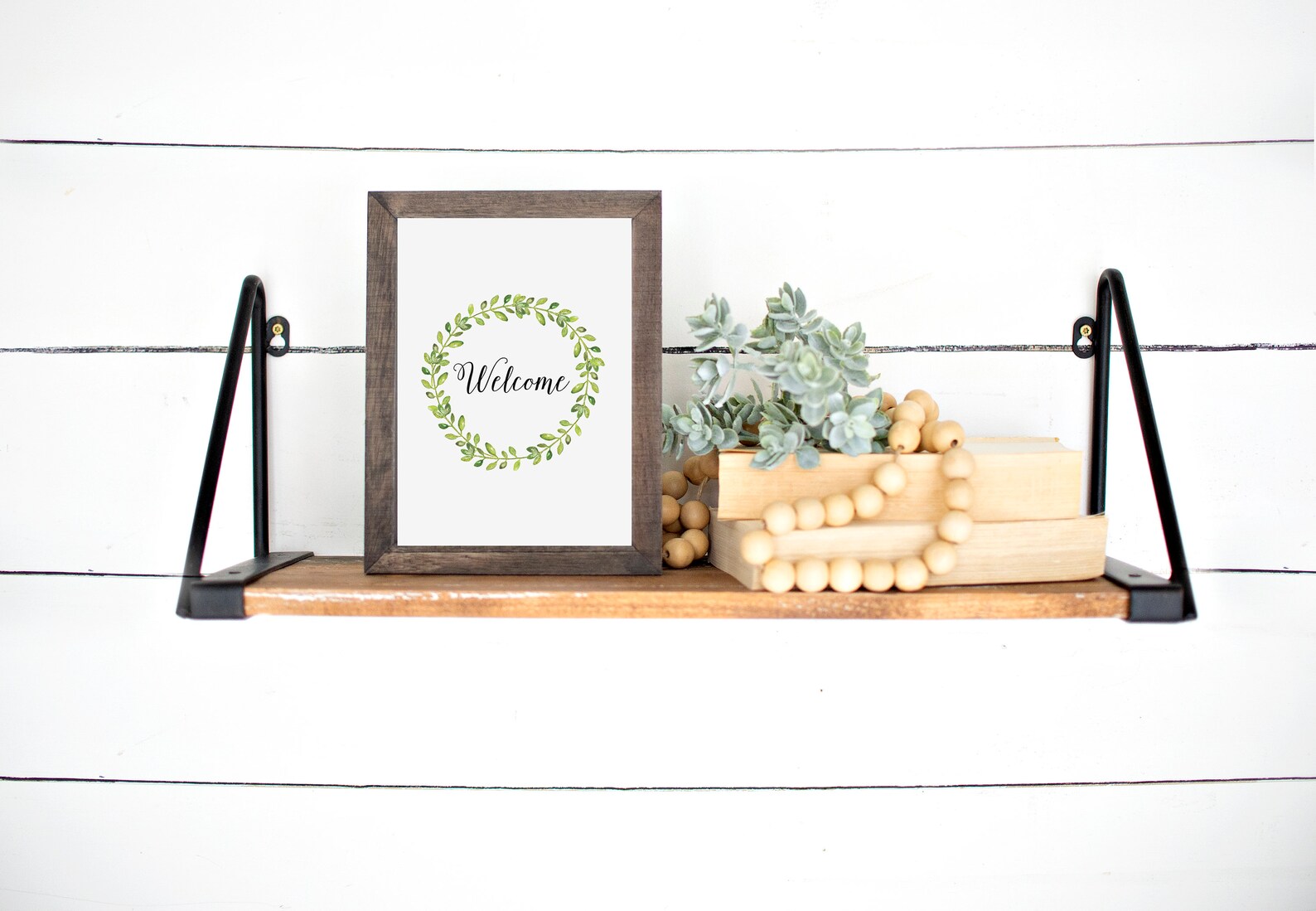 Printable Welcome Sign With Wreath Welcome Calligraphy Signs | Etsy