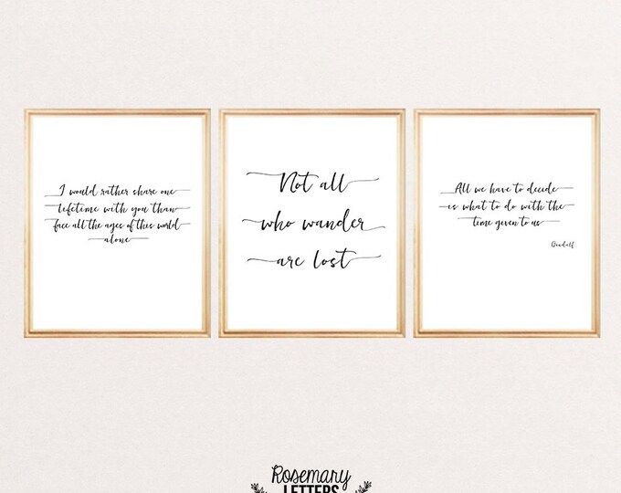 Set of 3 LOTR Quote Print, 8x10 Printable, Instant Download, Lord of ...