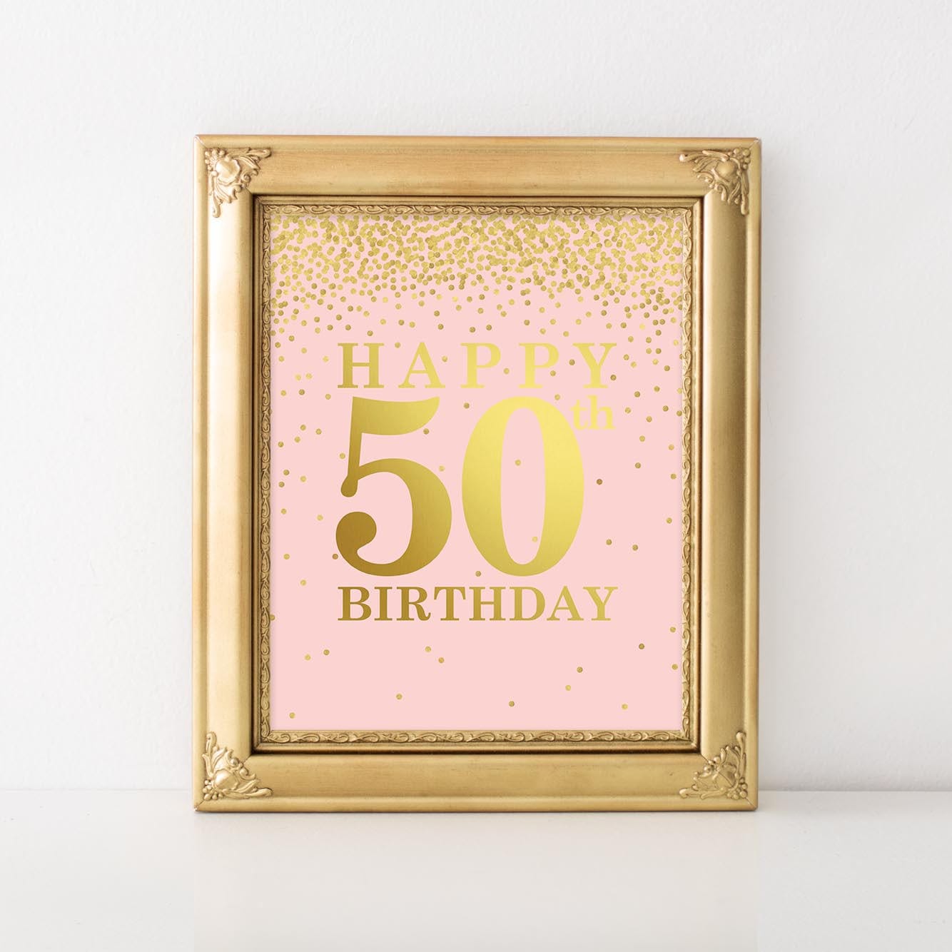 Happy 50th Birthday Sign Pink and Gold Party Decorations | Etsy