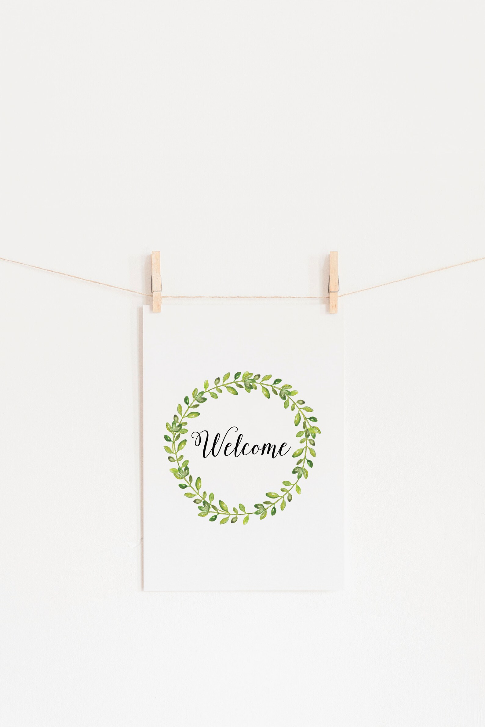 Printable Welcome Sign With Wreath Welcome Calligraphy Signs | Etsy