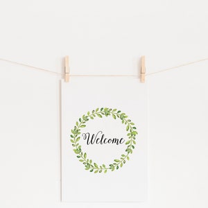 Printable Welcome Sign With Wreath, Welcome Calligraphy Signs for Home ...
