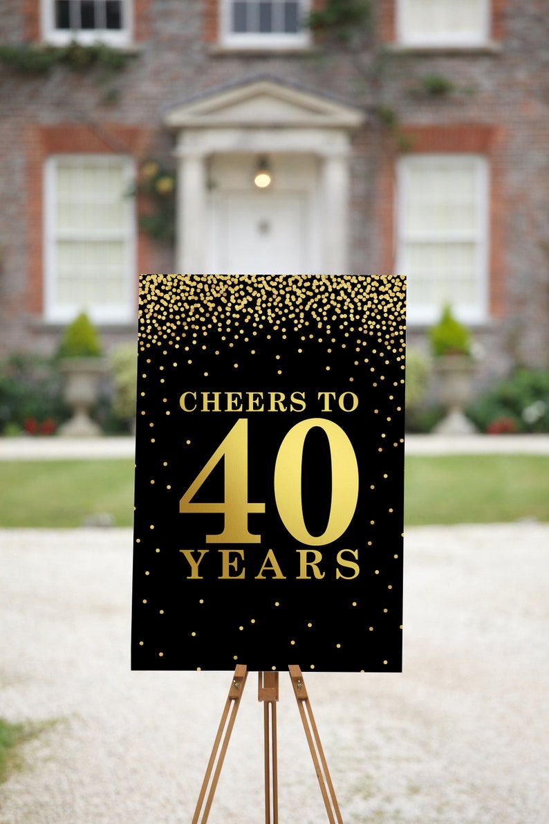 Cheers To 40 Years Printable 40th Birthday Decor Cheers To Etsy