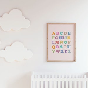 Girls Alphabet Printable ABC Poster Printable Wall Art Pink - Etsy